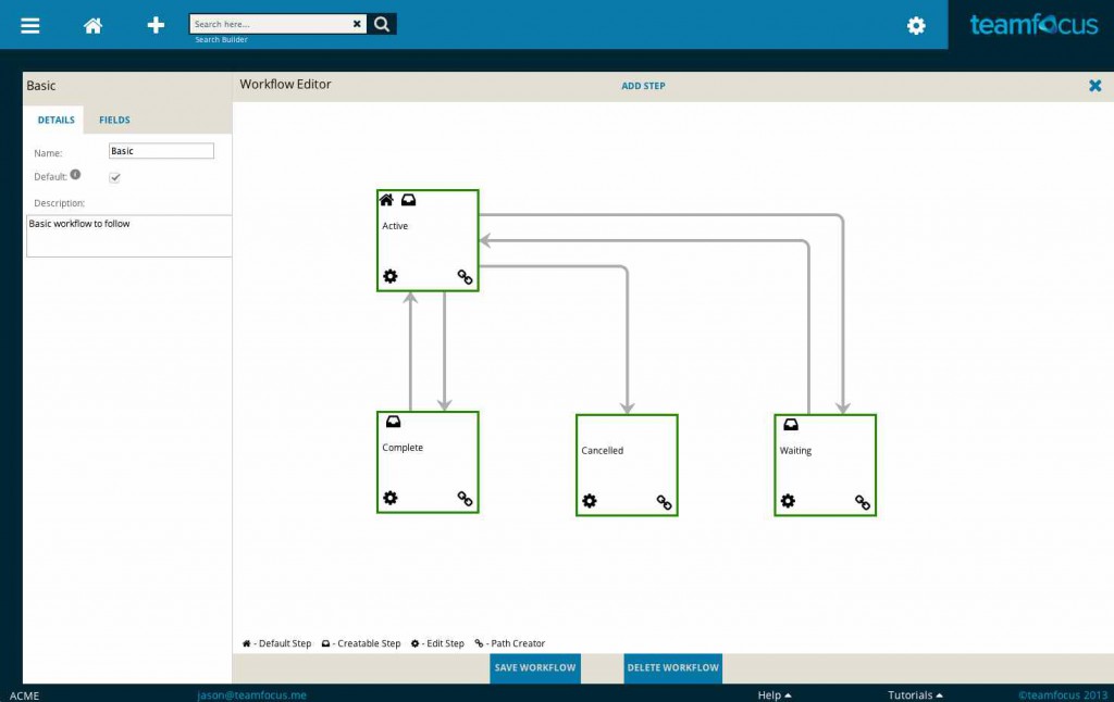 Workflows – Steps and Fields – teamfocus | project team management | web-based task management